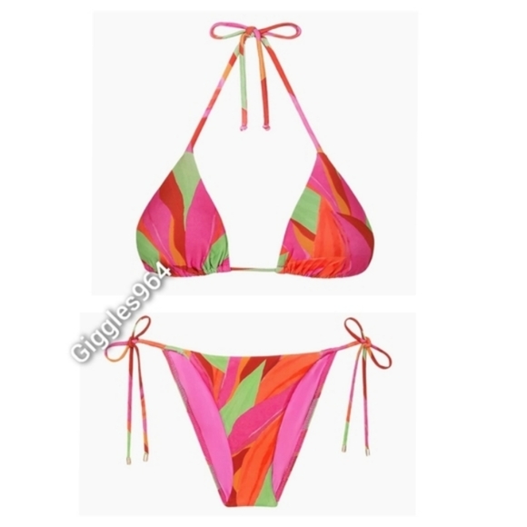 Vix | Swim | Vix Tri Triangle Top Cherish Print Side Tie Bottoms Bikini ...